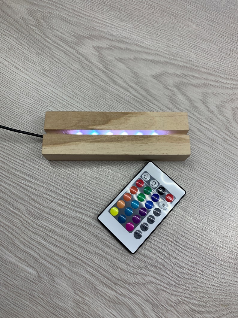 Rectangle LED RGB Night Lights Wooden Base Lamp DIY Resin Crafts Home ...