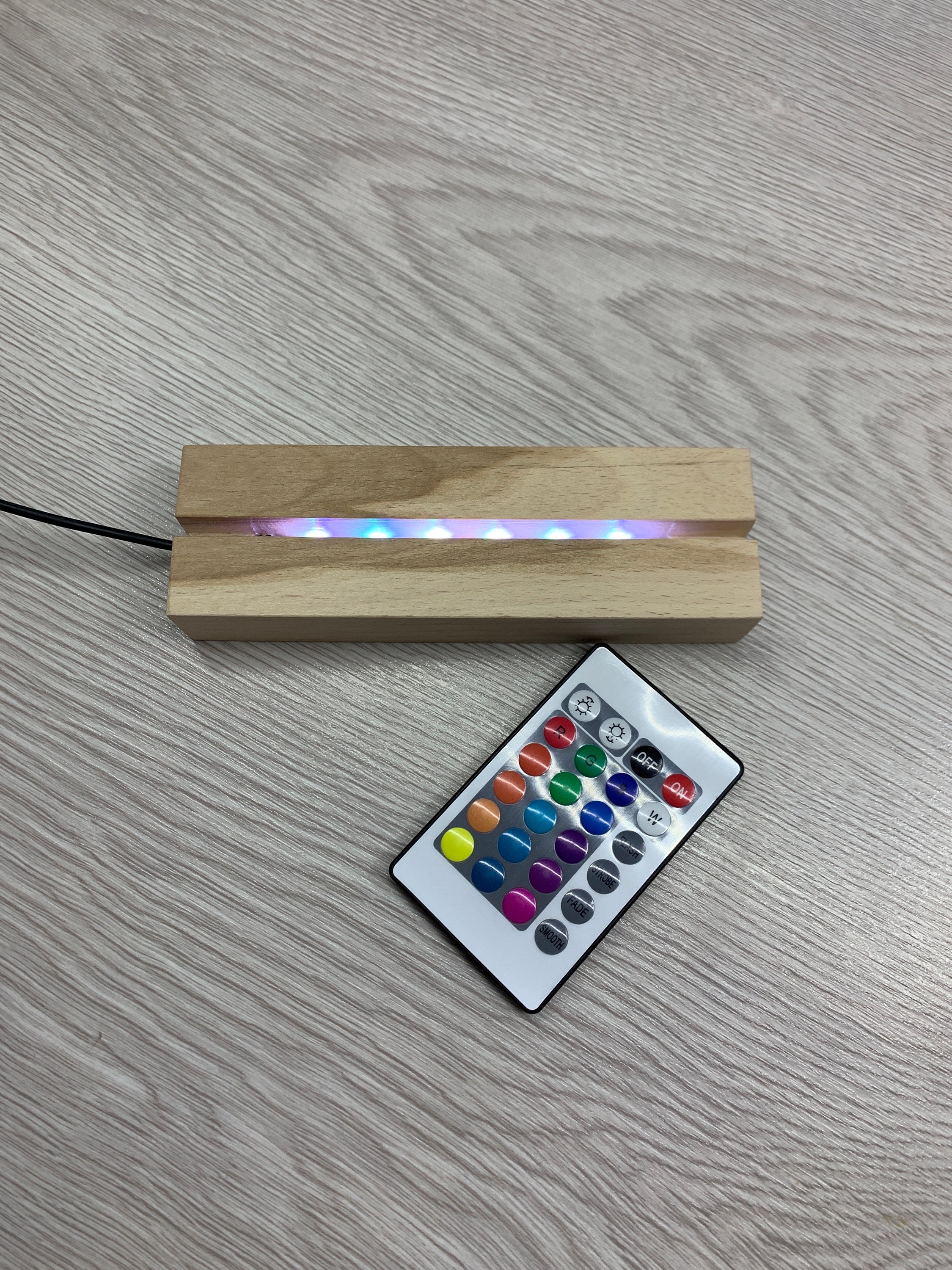 Rectangle LED RGB Night Lights Wooden Base Lamp DIY Resin Crafts Home ...