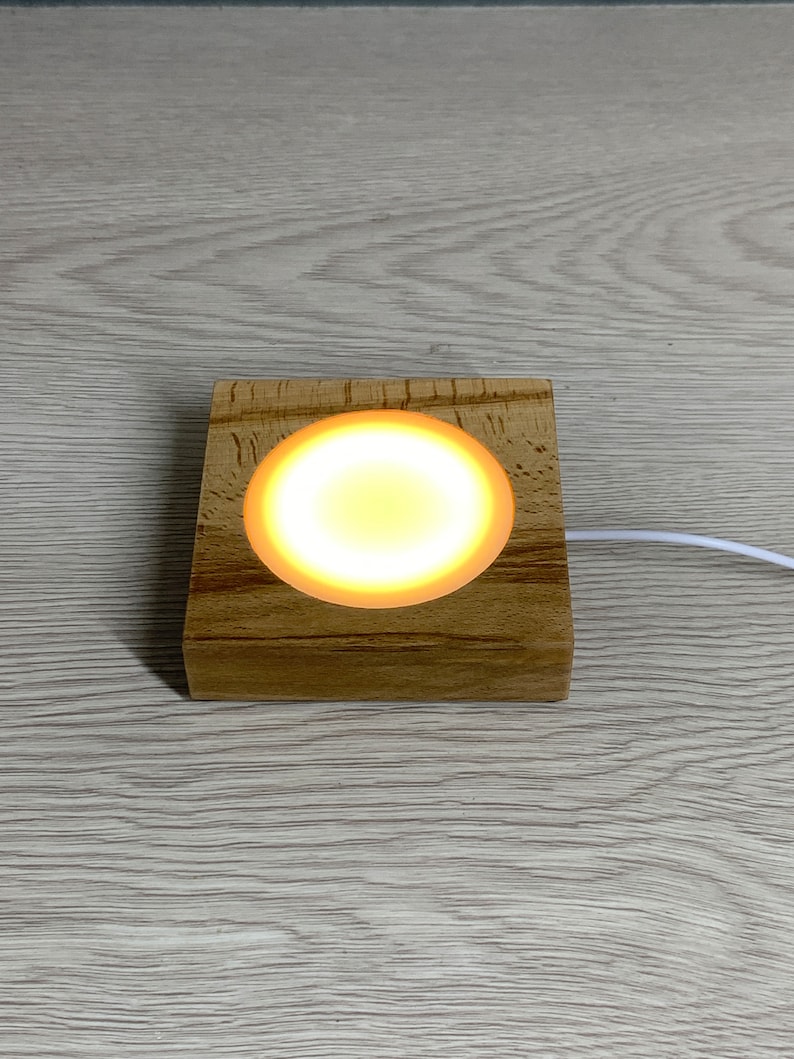 Square LED Light Wooden Base Lamp With Circle in Center for Epoxy Resin ...