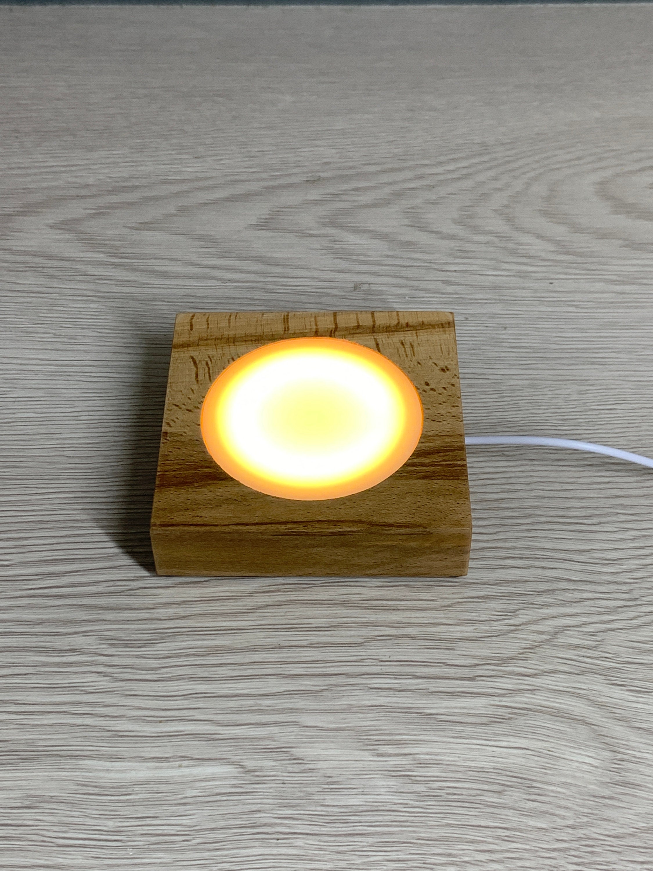 Square LED Light Wooden Base Lamp With Circle in Center for Epoxy Resin ...