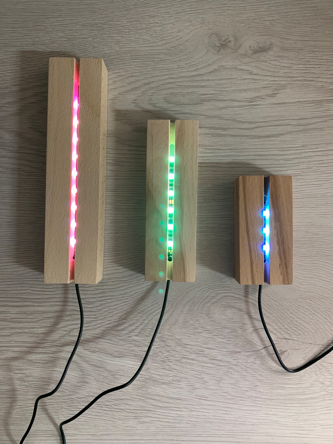 Rectangle LED RGB Night Lights Wooden Base Lamp DIY Resin Crafts Home ...