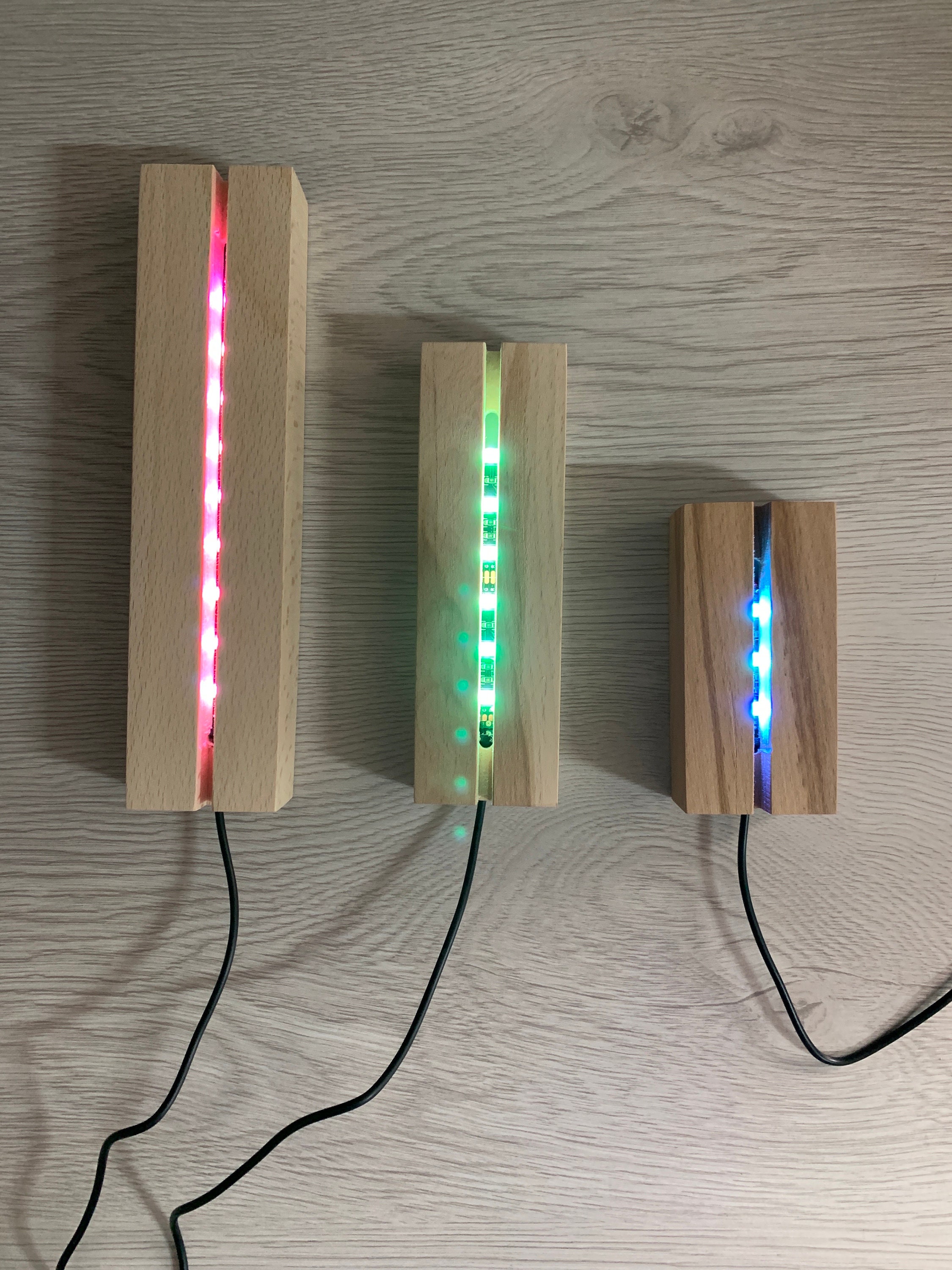 Rectangle LED RGB Night Lights Wooden Base Lamp DIY Resin Crafts Home ...