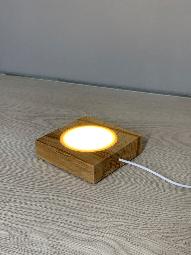 Square LED Light Wooden Base Lamp With Circle in Center for Epoxy Resin ...