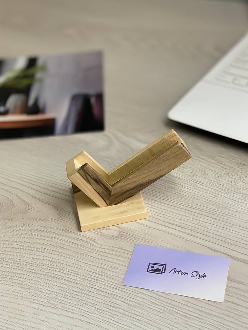 Walnut Wood Business Card Holder for Office Desk Business - Etsy