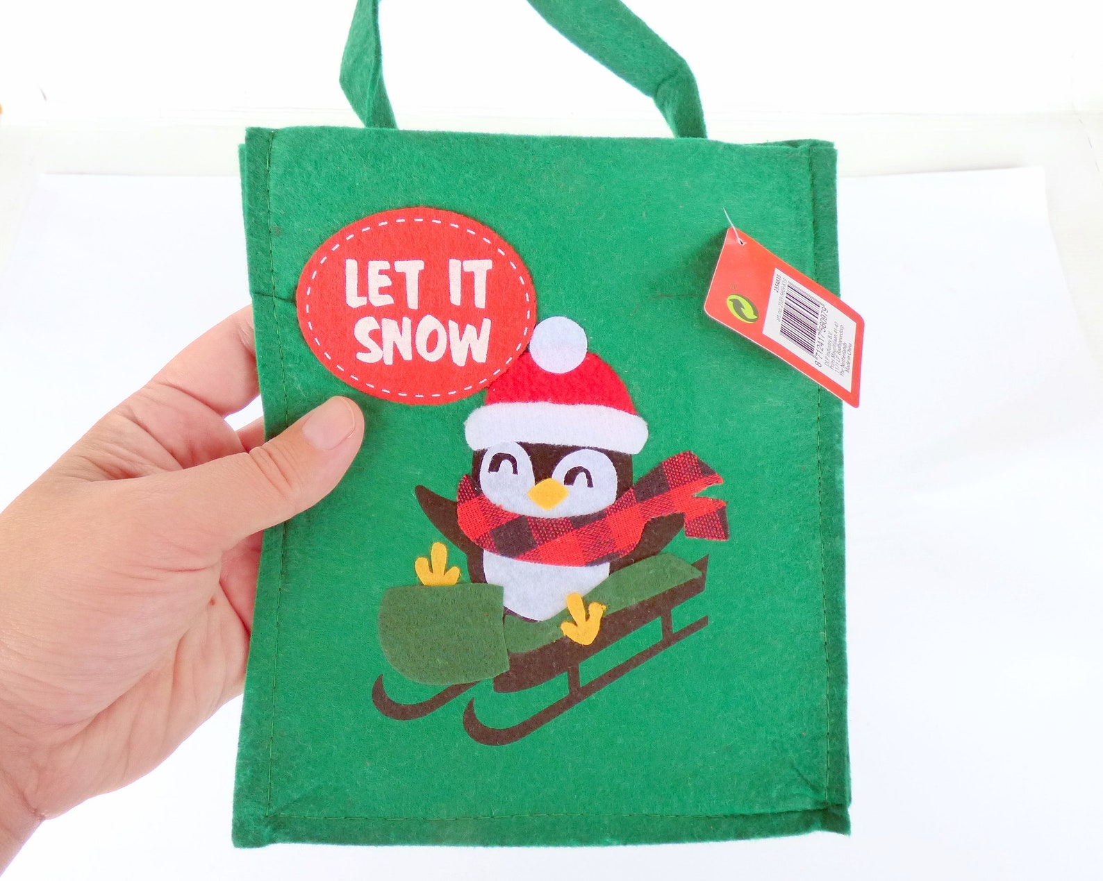 Santa Gift Bag Red Felt Gift Bag Christmas Gift Bag Kid - Etsy