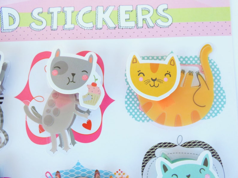 3D Cat Stickers Vinyl Cat Stickers Colorful Cat Stickers - Etsy