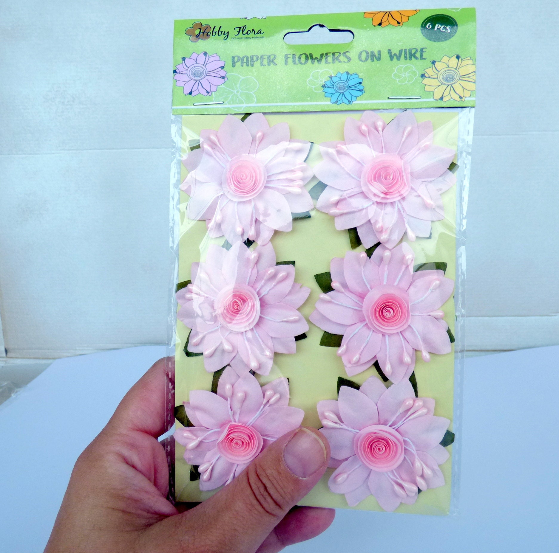 Pink Flowers Set of 6 Paper Flowers Paper Flowers Flowers - Etsy