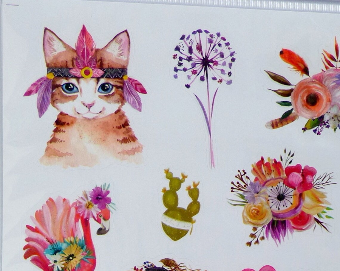 Cute Animal Sticker Set Large Embossed Stickers Large - Etsy