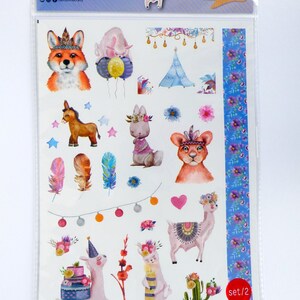 Cute Animal Sticker Set Large Embossed Stickers Large - Etsy