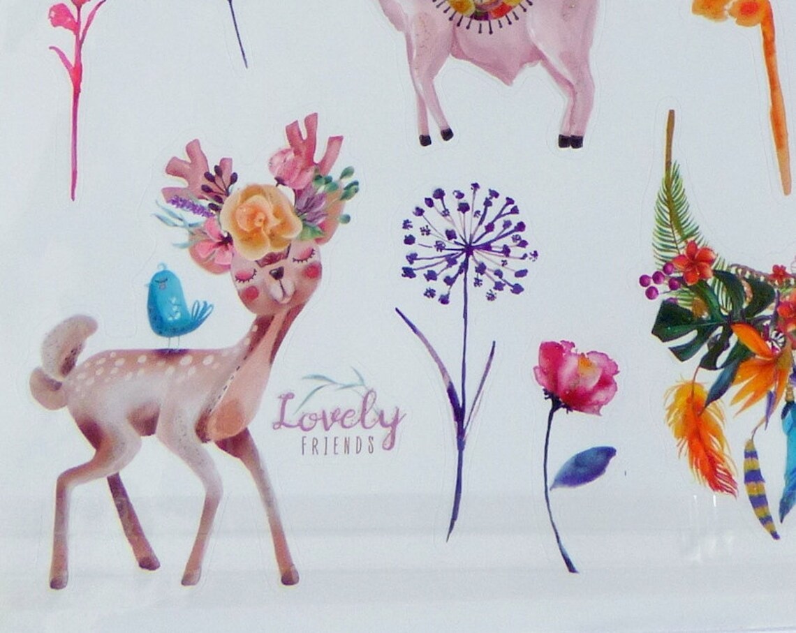 Cute Animal Sticker Set Large Embossed Stickers Large - Etsy