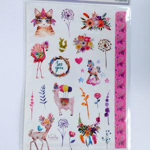 Cute Animal Sticker Set Large Embossed Stickers Large - Etsy