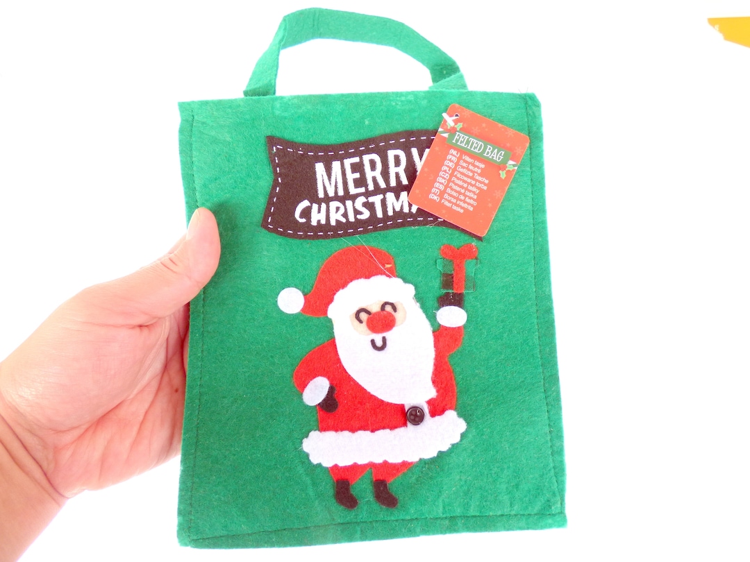 Santa Gift Bag Red Felt Gift Bag Christmas Gift Bag Kid - Etsy