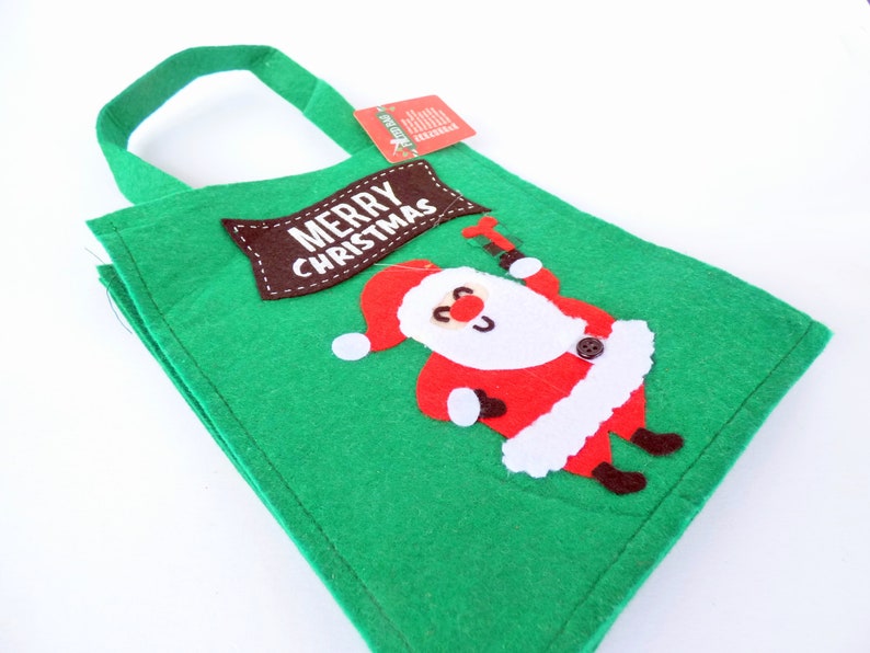 Santa Gift Bag Red Felt Gift Bag Christmas Gift Bag Kid - Etsy