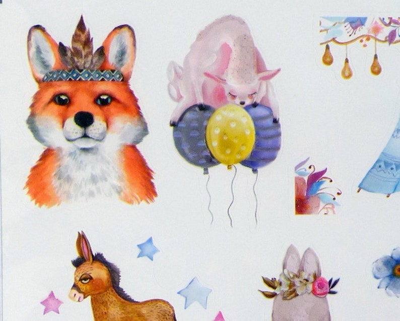 Cute Animal Sticker Set Large Embossed Stickers Large - Etsy