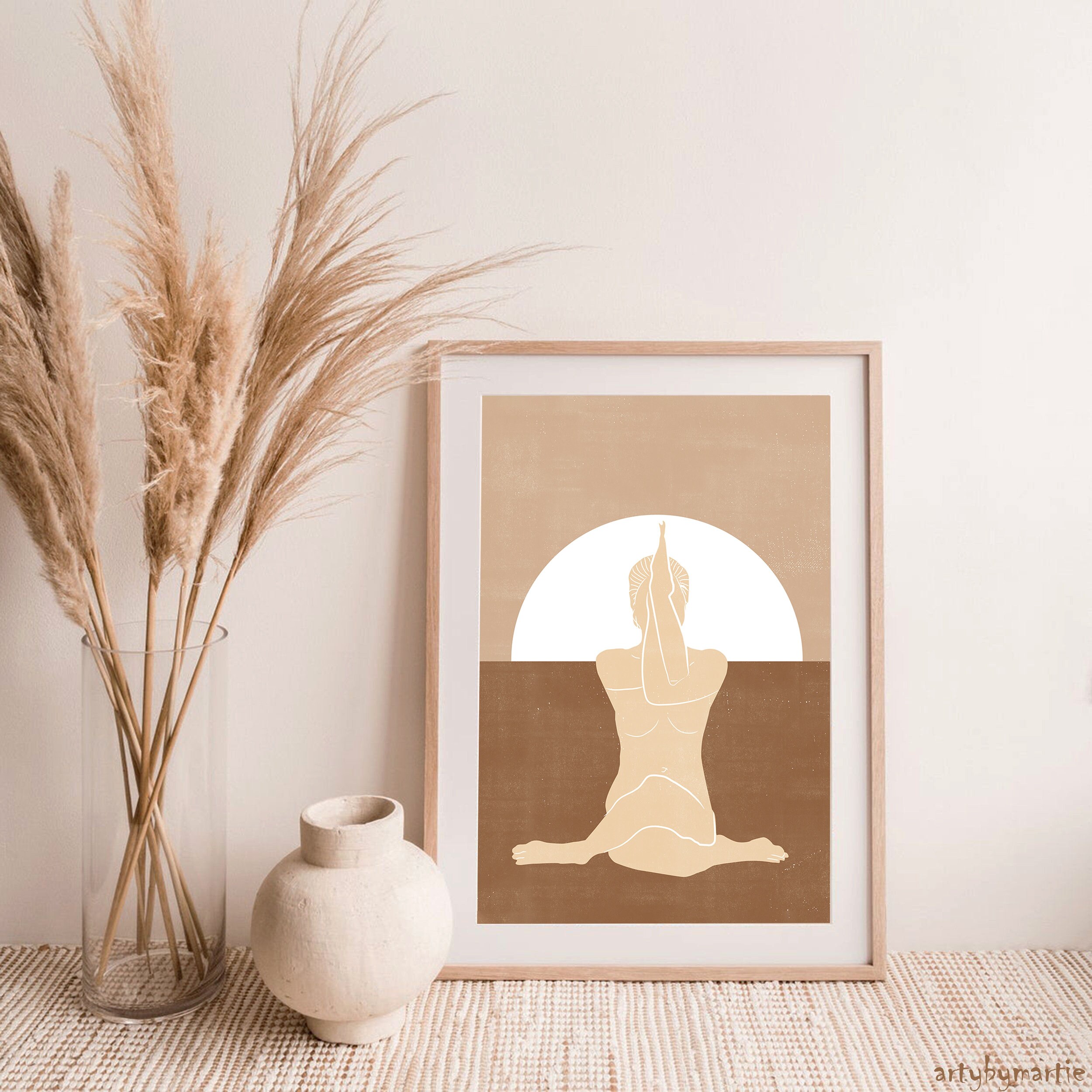 Yoga Spirit Original Linocut Print Female Yoga Print A4 - Etsy
