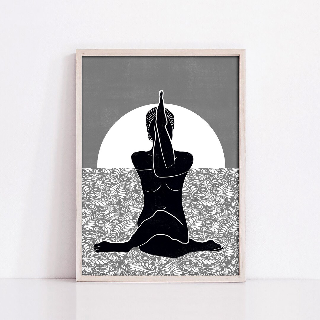 Yoga Spirit Original Linocut Print Female Yoga Print A4 Size - Etsy
