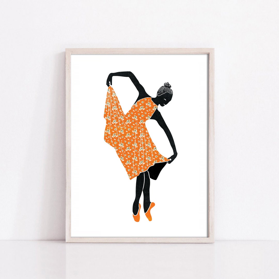 Dancing Ballerina Original Linocut Print | Artybymartie | Custom Print ...