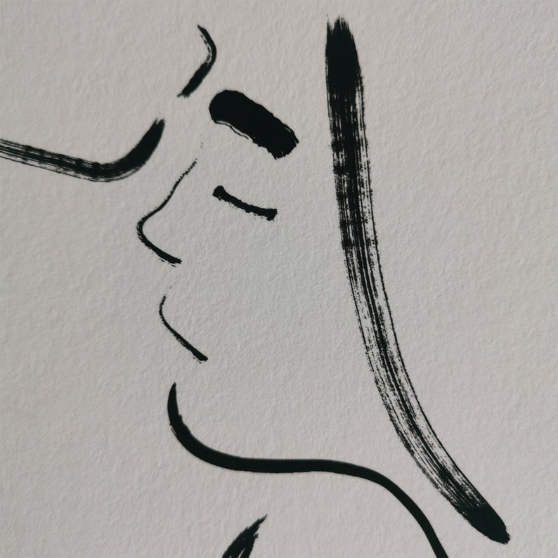 Line Art abstract male and female painting Print Black and White ...