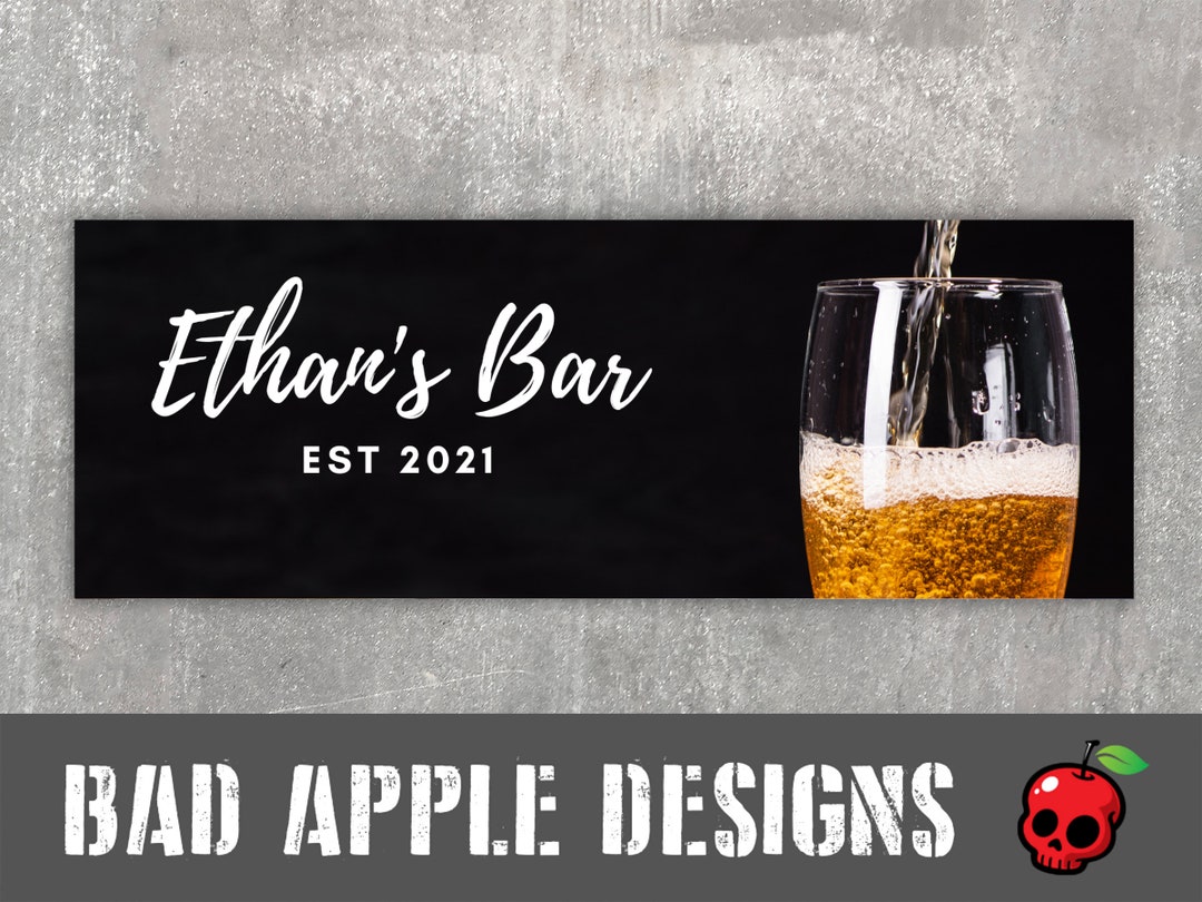 Bar Sign, Beer Sign, Name Sign, Home Bar, Custom, Personalised, Gift ...