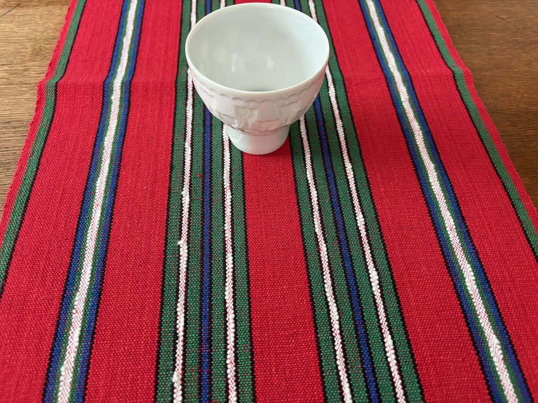 Unused Swedish Handwoven Linen Table Runner Red Green White Black Blue ...