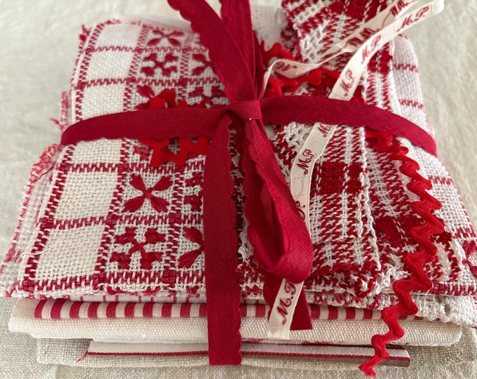 A Bundle of White on White Vintage Swedish Embroidered Linen Handwoven ...