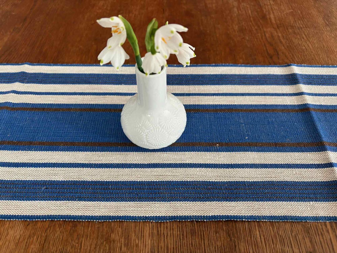 Wonderful Unused Handwoven Swedish Table Runner Blue Brown off White ...