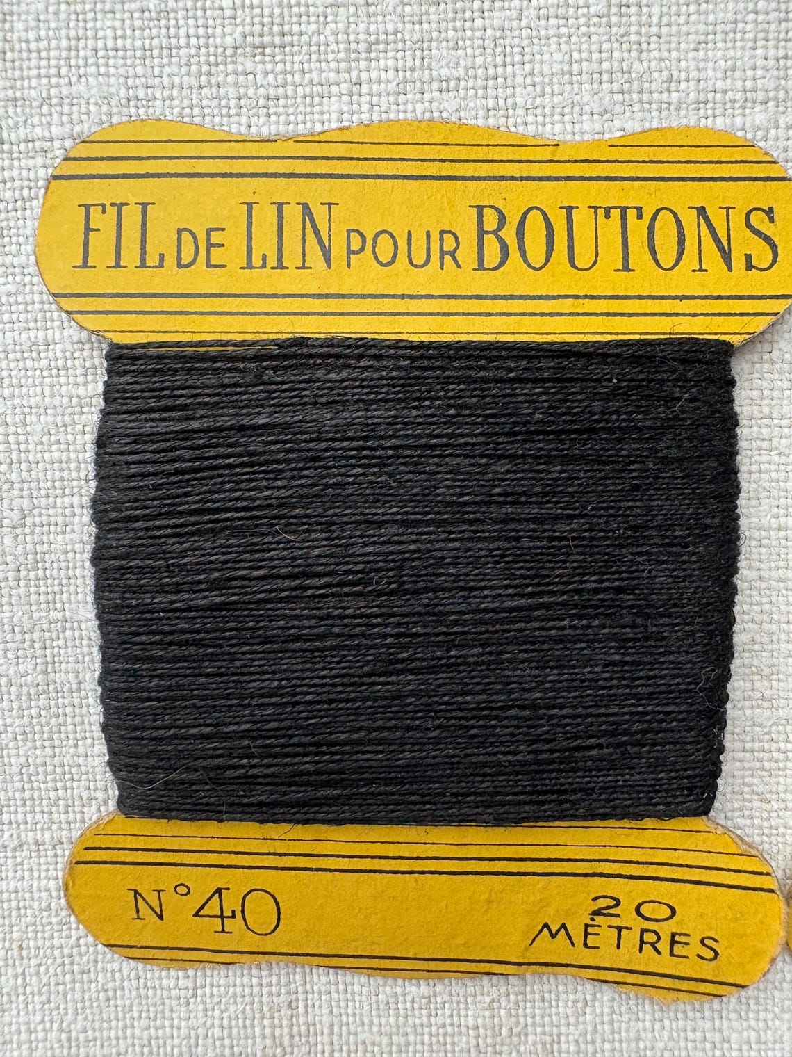 Two Cards of Vintage French Linen Thread for Buttons Fil De Lin Pour ...
