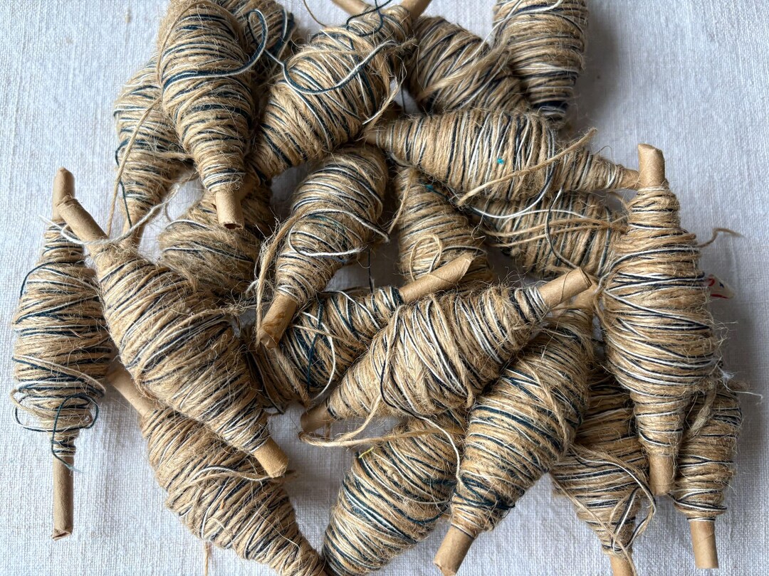 20 Vintage Paper Spools of Three Strand Coarse Unbleached Linen and ...