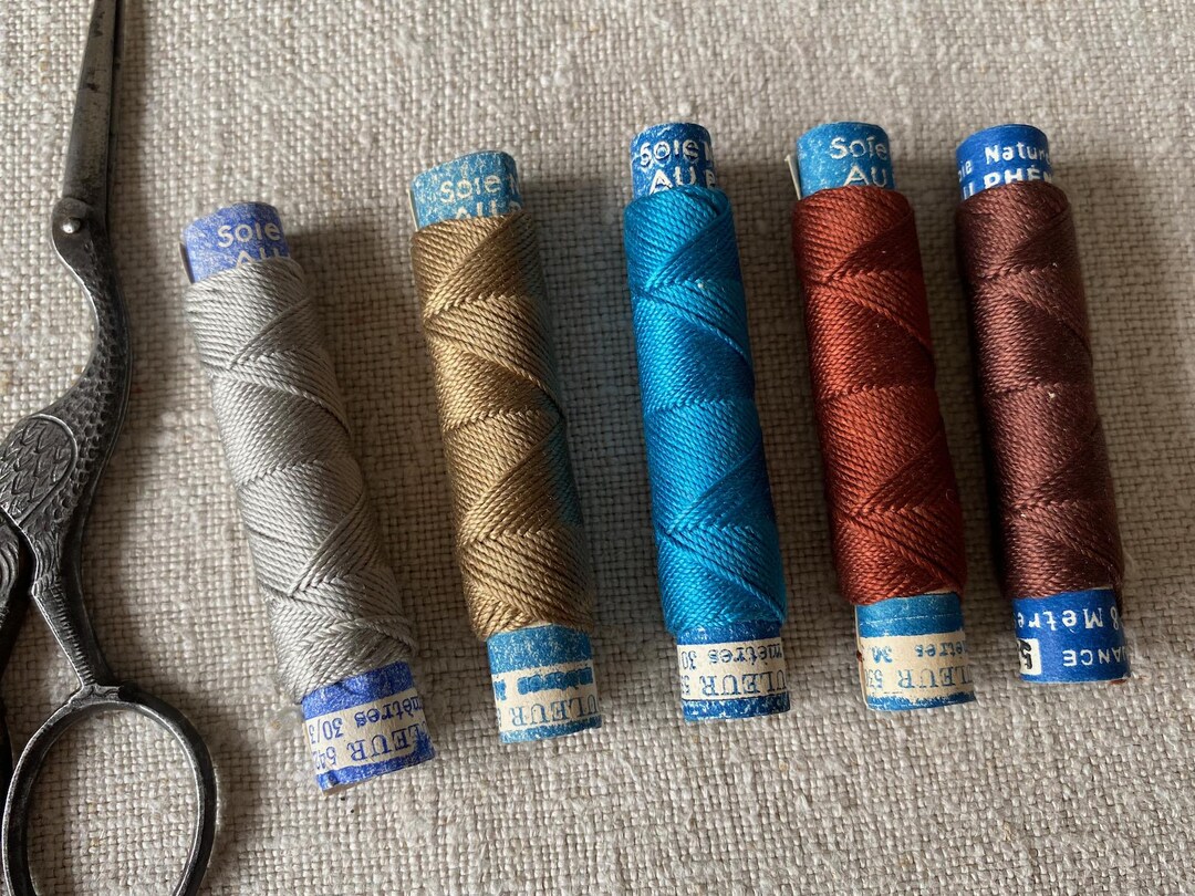 Five Unused 8 Metre Spools of Vintage French Silk Buttonhole Thread Au ...