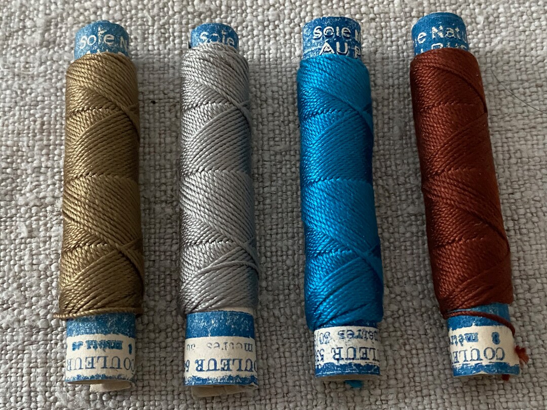 Four Unused 8 Metre Spools of Vintage French Silk Buttonhole Thread Au ...