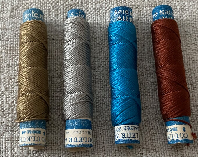 Four Unused 8 Metre Spools of Vintage French Silk Buttonhole Thread Au ...