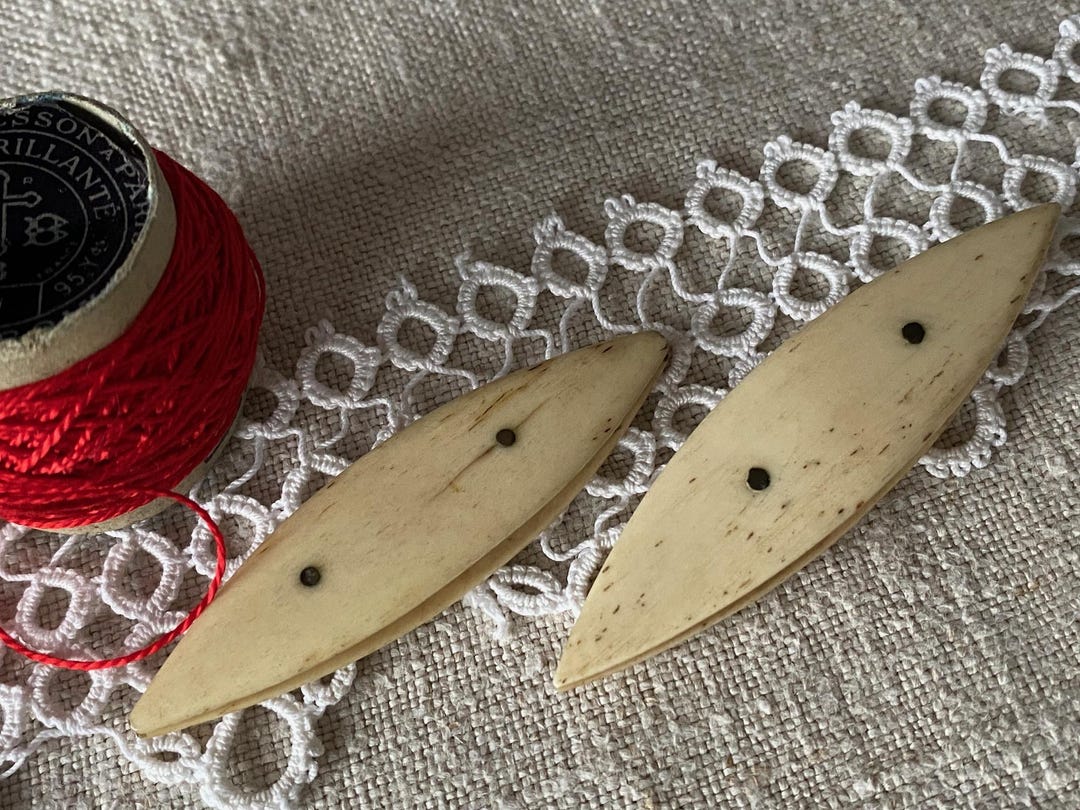 Two Antique French Bone Tatting Shuttles - Etsy