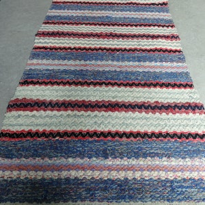 Swedish Handwoven Rag Rug Vintage Swedish Rag Blue Red Pink Grey Cream ...
