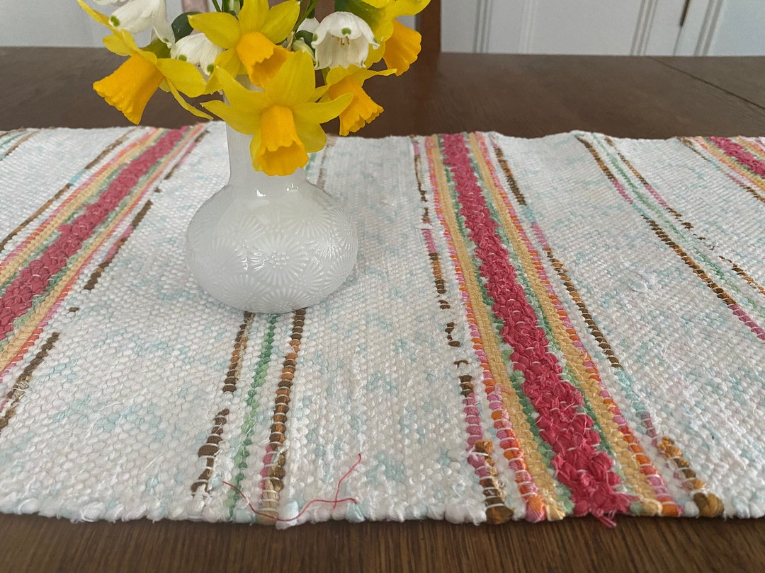 Handwoven Vintage Swedish Rag Table Runner 117 X 35 Cm - Etsy