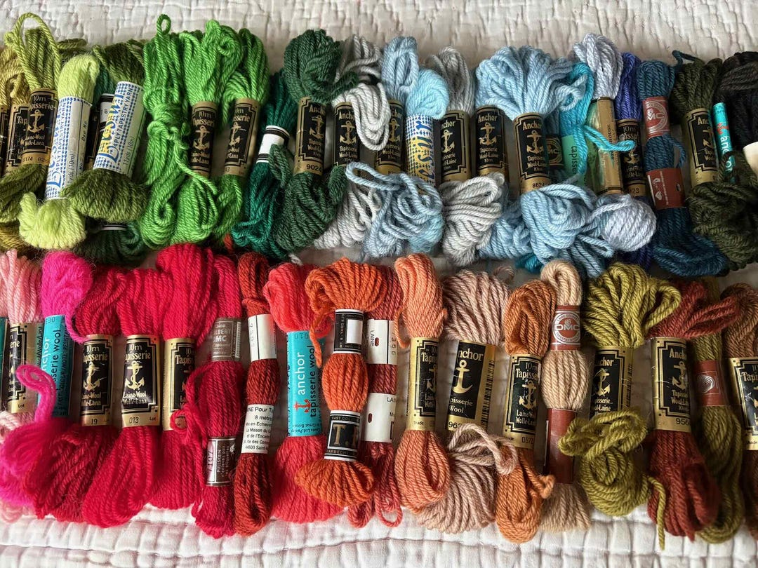 A Rainbow of 60 Skeins of Vintage Wool Tapestry Thread Anchor ...