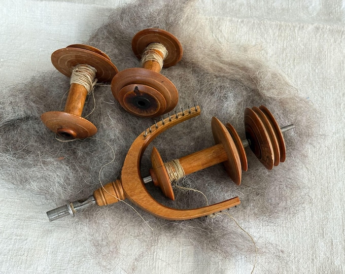 Vintage Swedish Spinning Wheel Flyer With Three Bobbins - Etsy