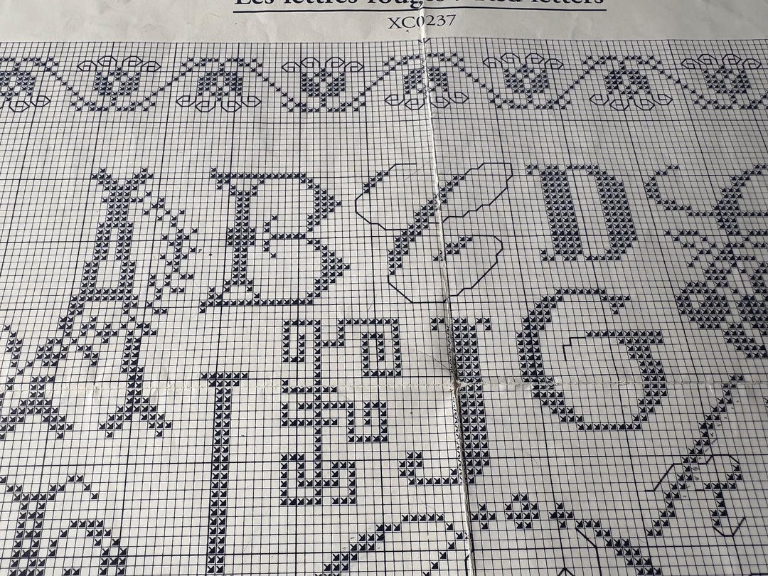 DMC Cross Stitch Embroidery Chart for an Alphabet Sampler Red Letters ...