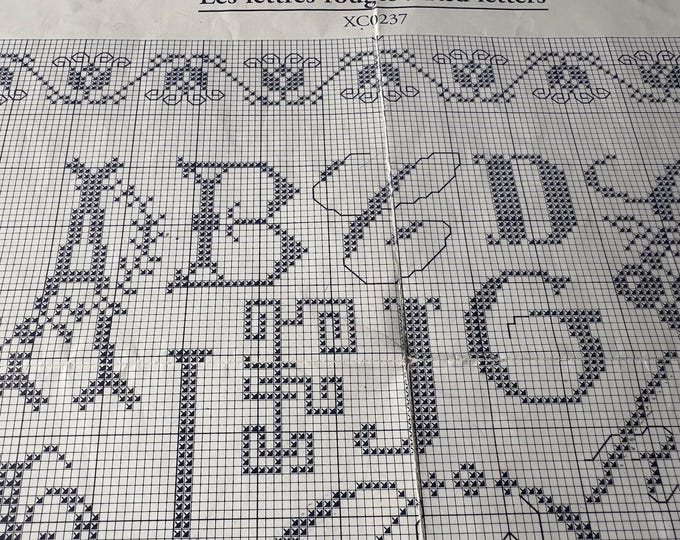 DMC Cross Stitch Embroidery Chart for an Alphabet Sampler Red Letters ...