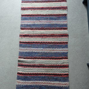 Swedish Handwoven Rag Rug Vintage Swedish Rag Blue Red Pink Grey Cream ...