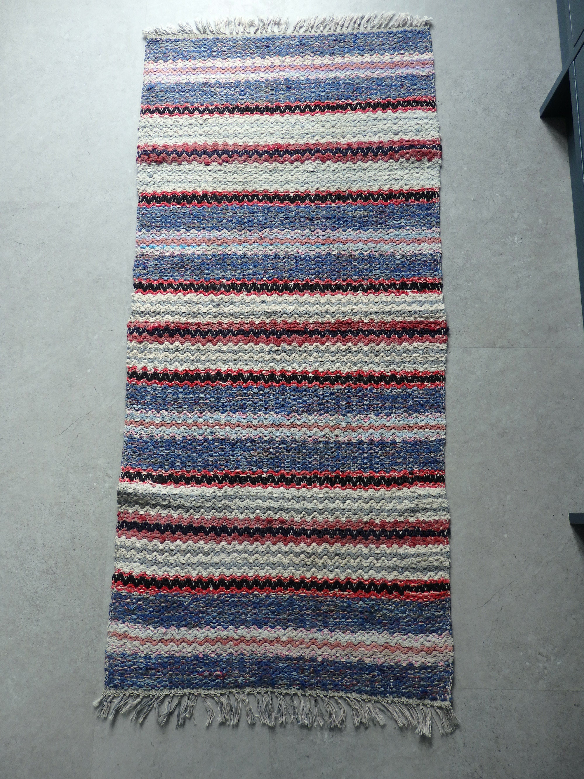 Swedish Handwoven Rag Rug Vintage Swedish Rag Blue Red Pink - Etsy UK