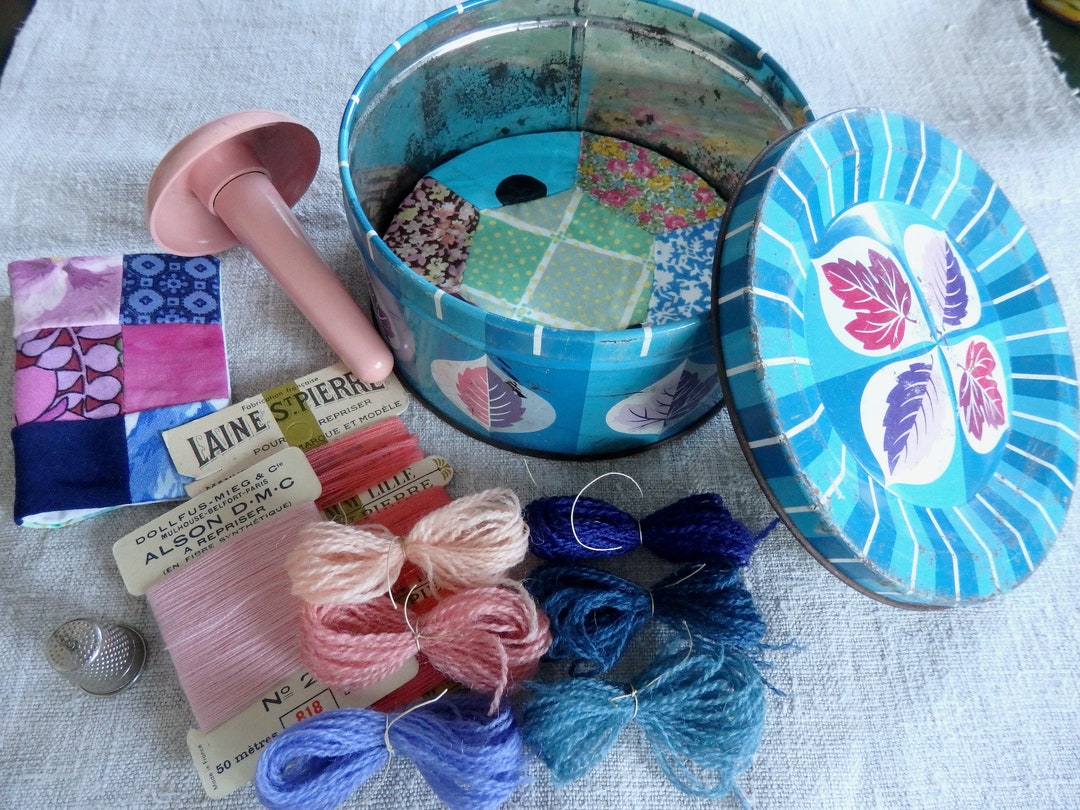 Darning Kit Vintage Quality Street Tin Filled With a Vintage Pink ...