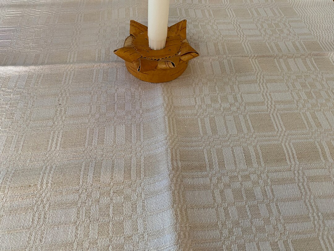 Handwoven Vintage Swedish Linen Small Square Tablecloth With Monogram G ...