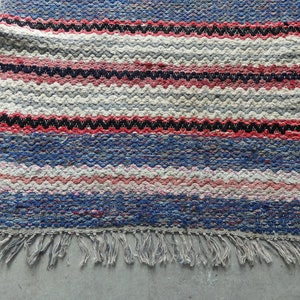 Swedish Handwoven Rag Rug Vintage Swedish Rag Blue Red Pink Grey Cream ...