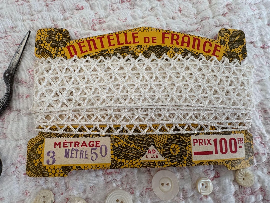 An Original 'dentelle De France' Card With 2 Metres of Vintage French ...