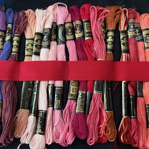 A Rainbow of 50 Skeins of Vintage Embroidery Threads in a Blue Striped ...
