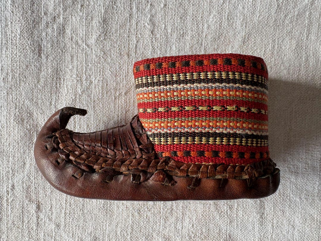 Vintage Leather and Braid Sami Shoe Sami Boot Ornament Folk Art ...