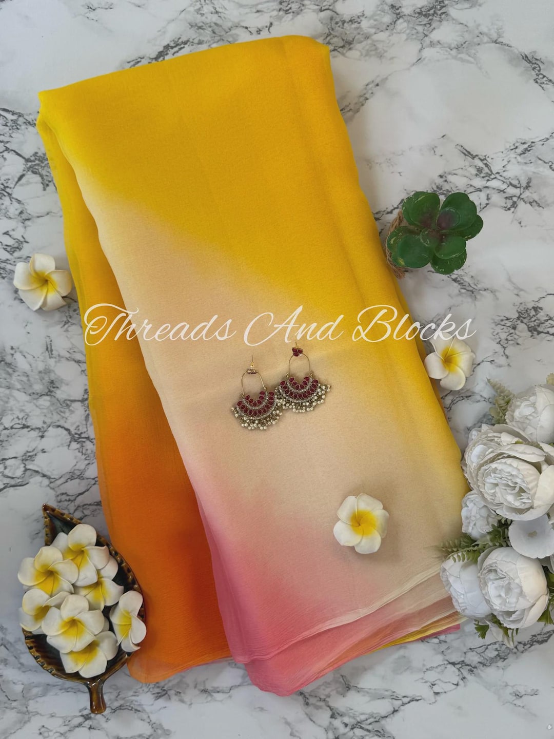 Tropical Sunrise Shaded Saree - Etsy