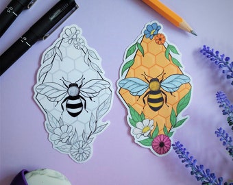 Bumblebee and Flowers Sticker Bee Vinyl Die Cut Decal - Etsy
