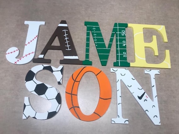 Painted Wood Letters Sports Theme