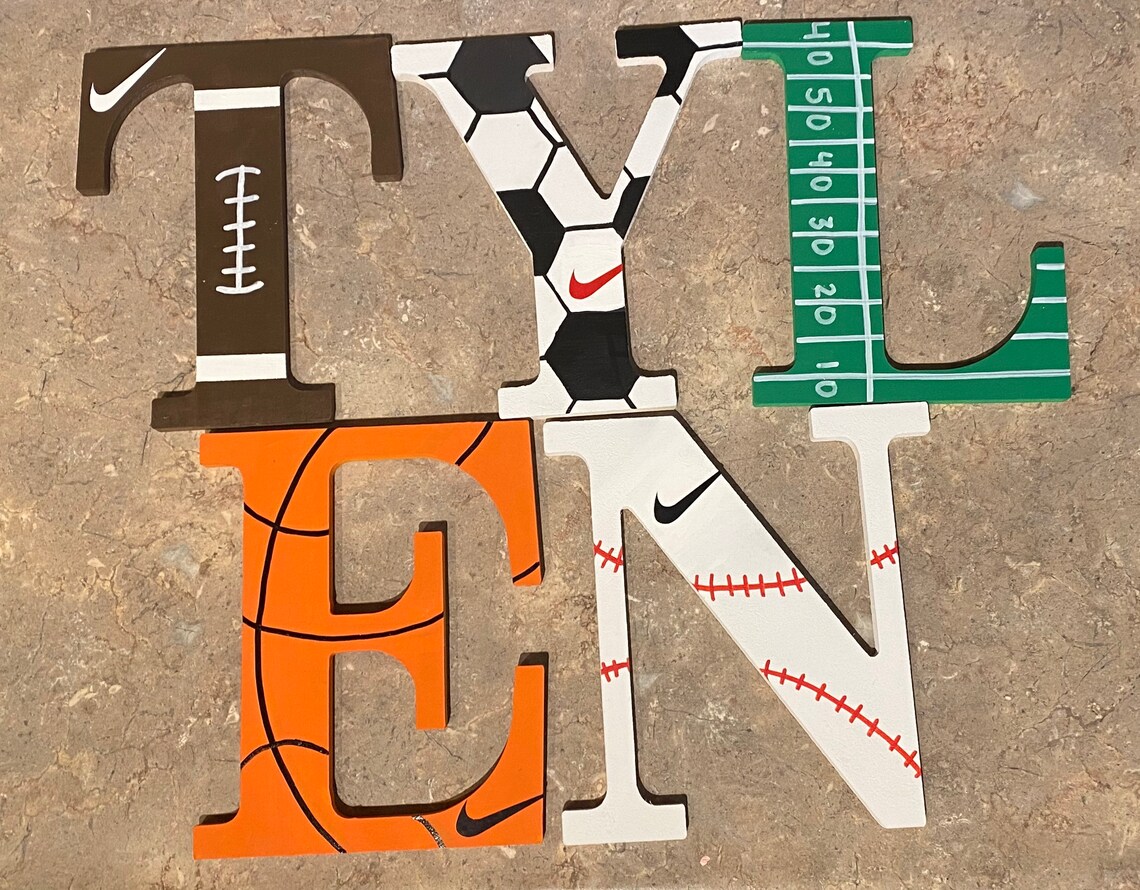 Sports Theme Custom Letters Letters Nursery Kids Room - Etsy